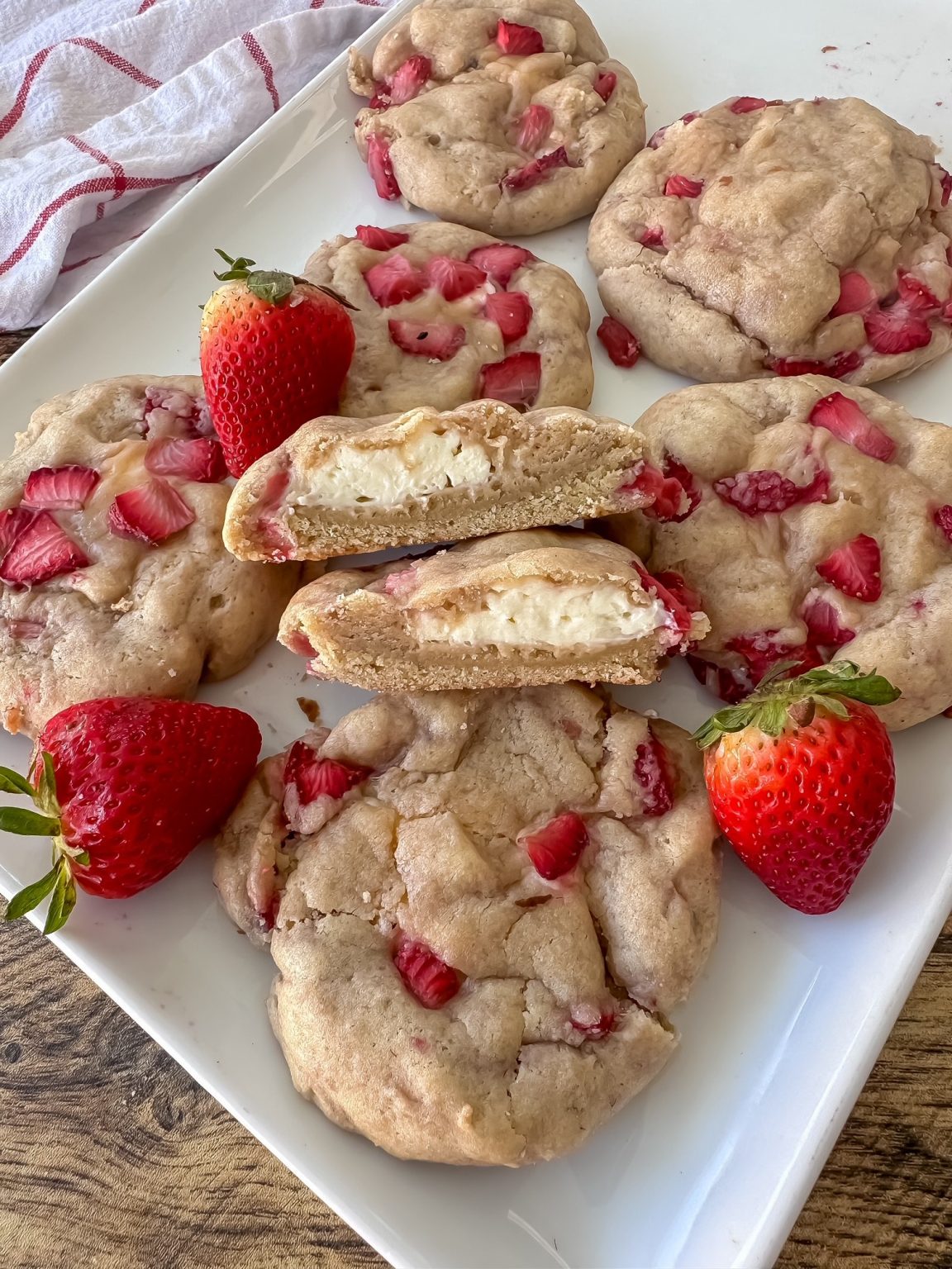 Cheesecake Stuffed Strawberry Cookies - Bobalu Berries